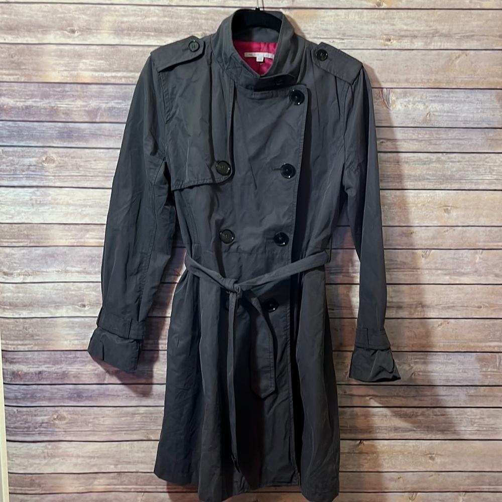 Gap Grey Trench Coat Rain Coat Pink Lining Size Mediu… - Gem